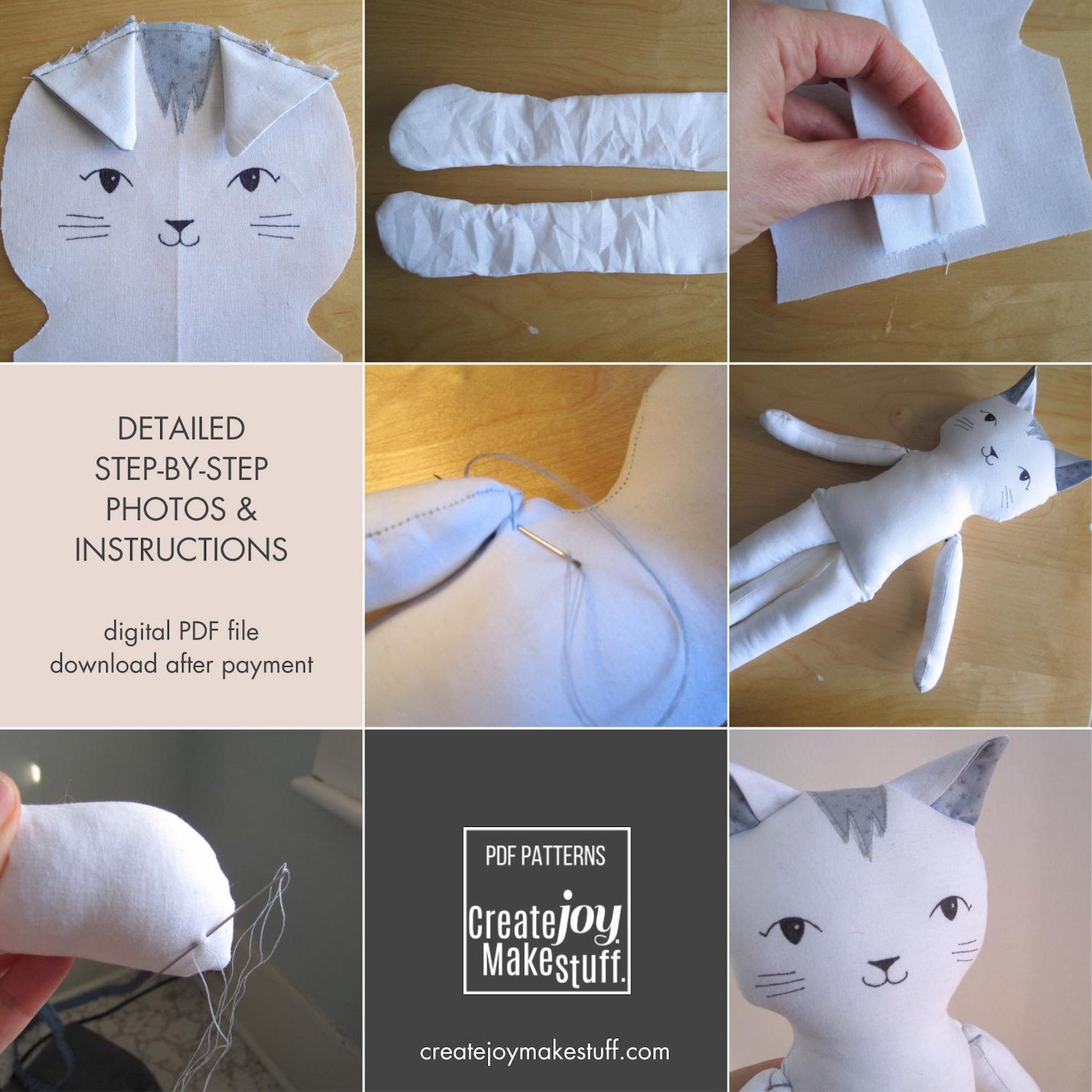 18" Cat Doll Sewing Pattern – CreateJoyMakeStuff